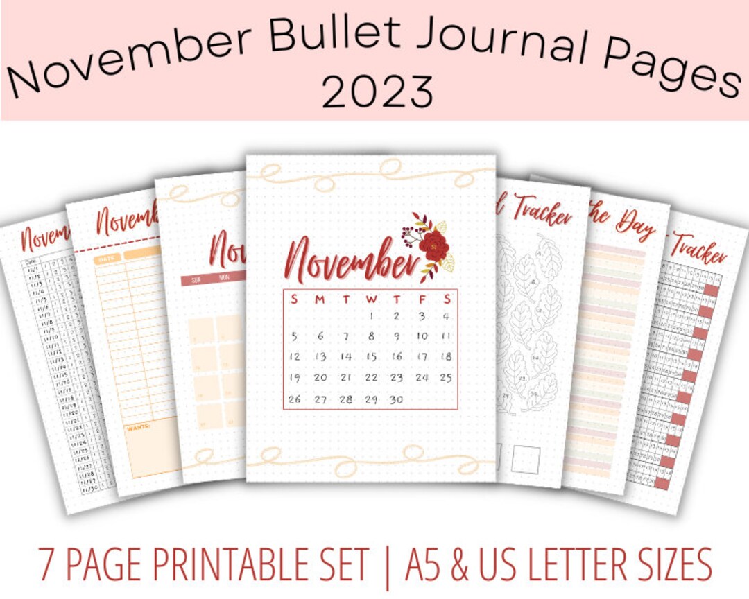 November 2023 Printable Bullet Journal Pages Habit Tracker - Etsy