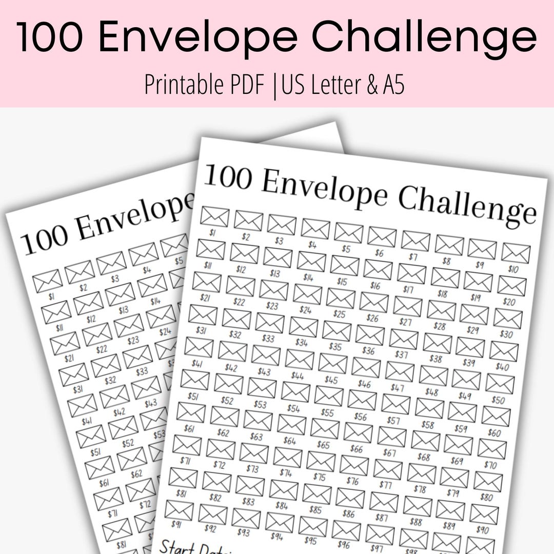 Printable 100 Envelope Challenge Savings Tracker 5,050 Dollars ...