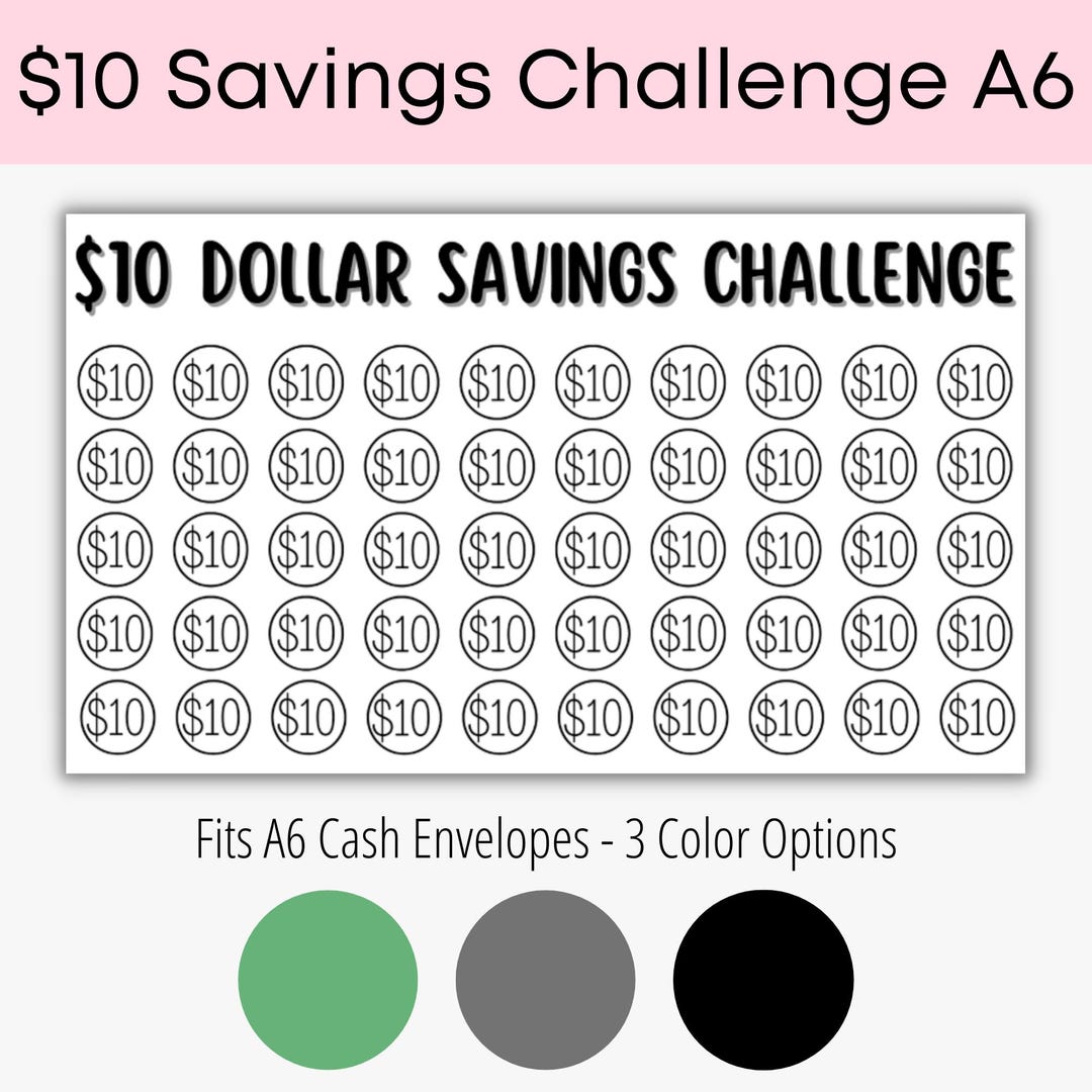 10 Dollar Mini Savings Tracker, A6 Savings, Cash Envelopes, Mini ...
