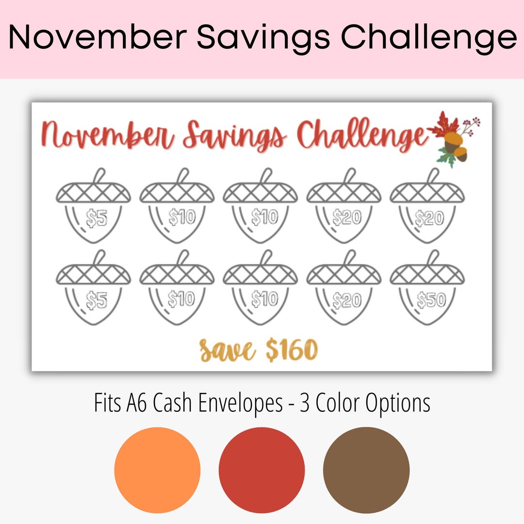 A6 November Savings Challenge Printable | Money Tracker | Budgeting ...