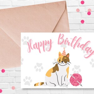 Cat Happy Birthday Card Printable | Animal Birthday Card | Birthday ...