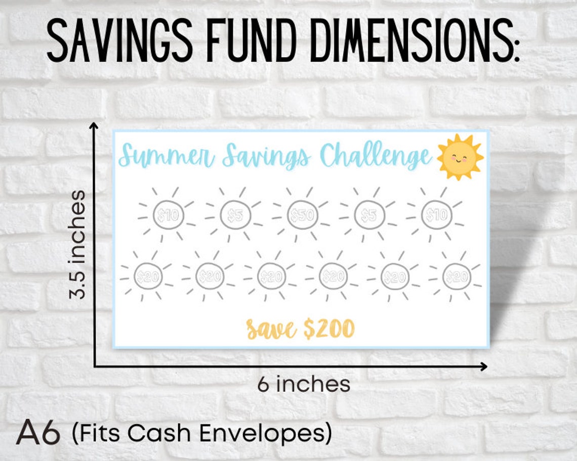 A6 Summer Savings Challenge Mini Savings Tracker Cash - Etsy