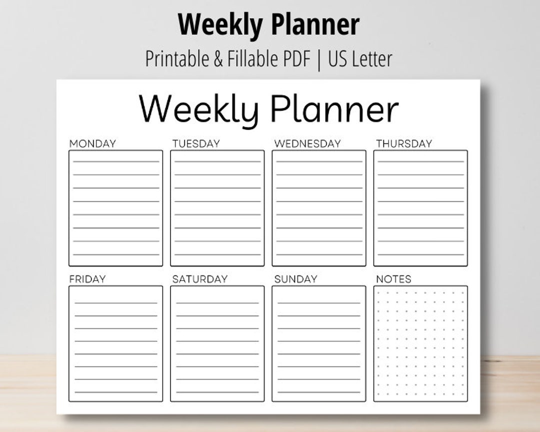 Simple Weekly Planner Printable to Do List, 11 X 8.5 Inches, Weekly ...