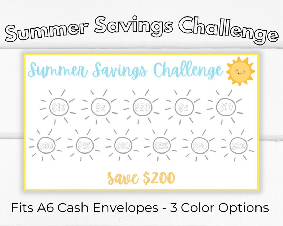 A6 Summer Savings Challenge, Mini Savings Tracker, Cash Envelope, Money ...