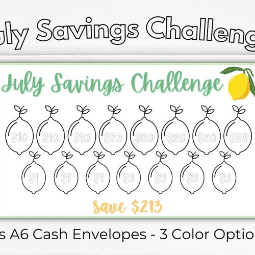 July Monthly Savings Challenge and Cash Envelope - Etsy