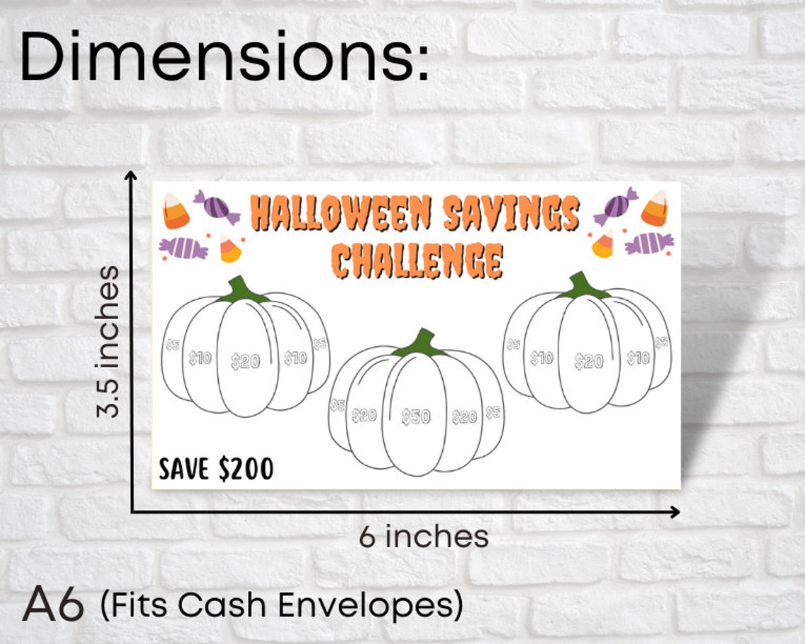 A6 Halloween Mini Savings Challenge, Savings Tracker, A6 Savings, Cash ...
