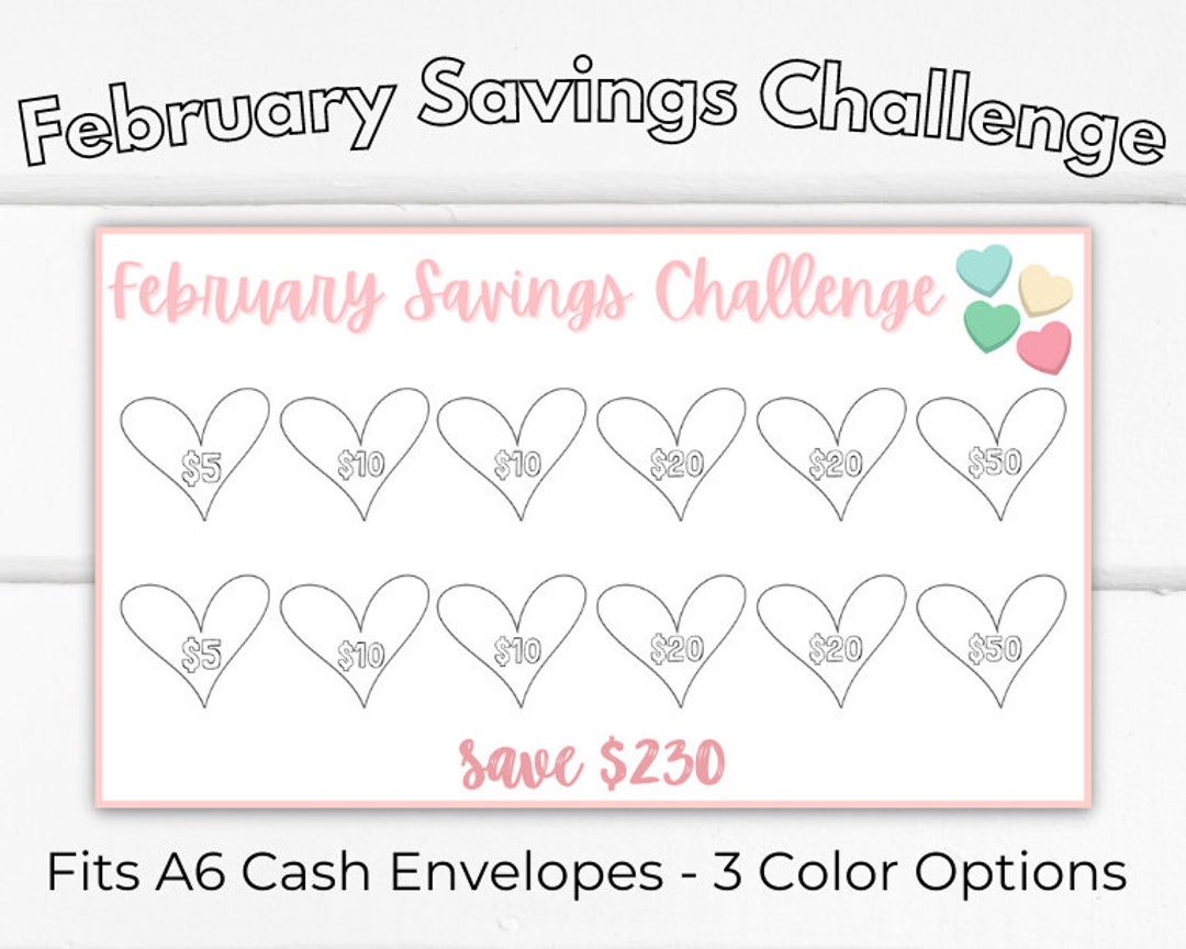 A6 February Savings Challenge Printable Money Tracker Budgeting ...