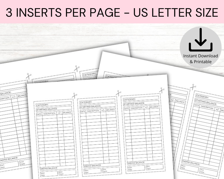 Simple Cash Envelope Inserts | Budgeting Inserts | Cash Trackers ...