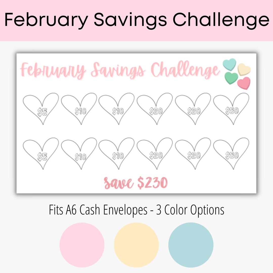 A6 February Savings Challenge Printable | Money Tracker | Budgeting ...