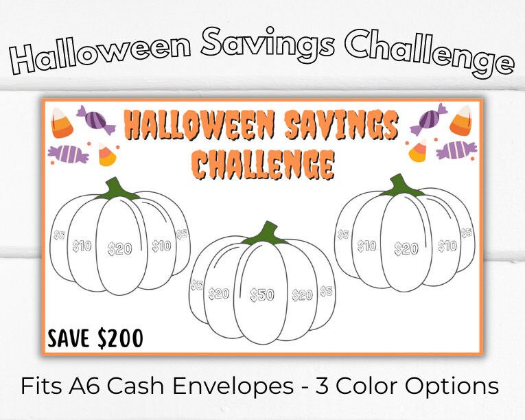 A6 Halloween Mini Savings Challenge, Savings Tracker, A6 Savings, Cash ...