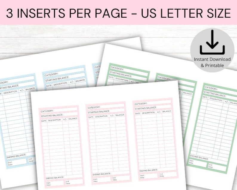 Cash Envelope Inserts Budgeting Inserts Cash Trackers - Etsy