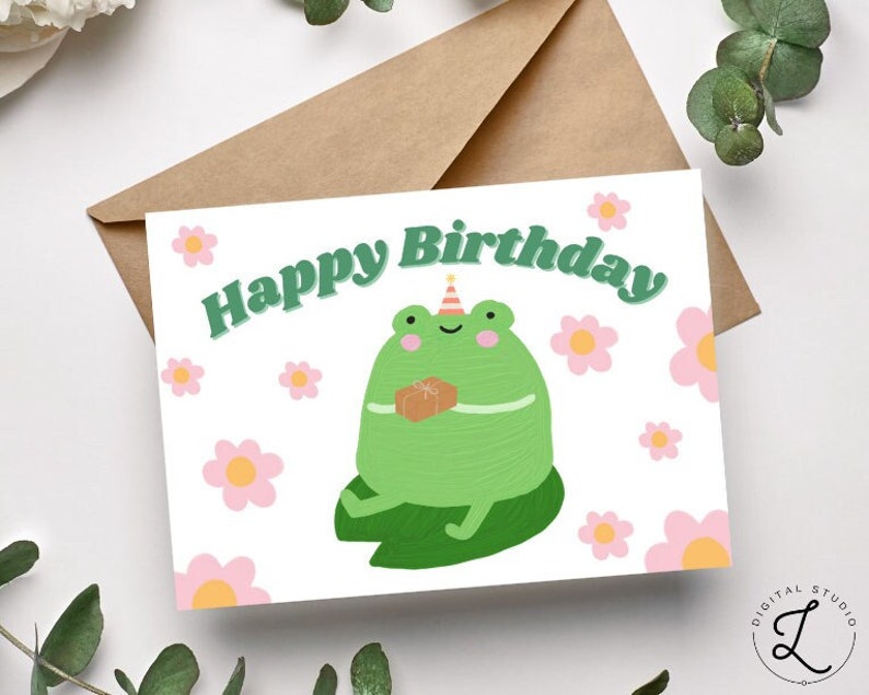 Happy Birthday Card Printable | Cute Birthday Card | Frog Birthday Card ...