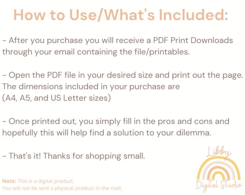 Pros and Cons List Printable Planner Pages Daily Planner Problem ...