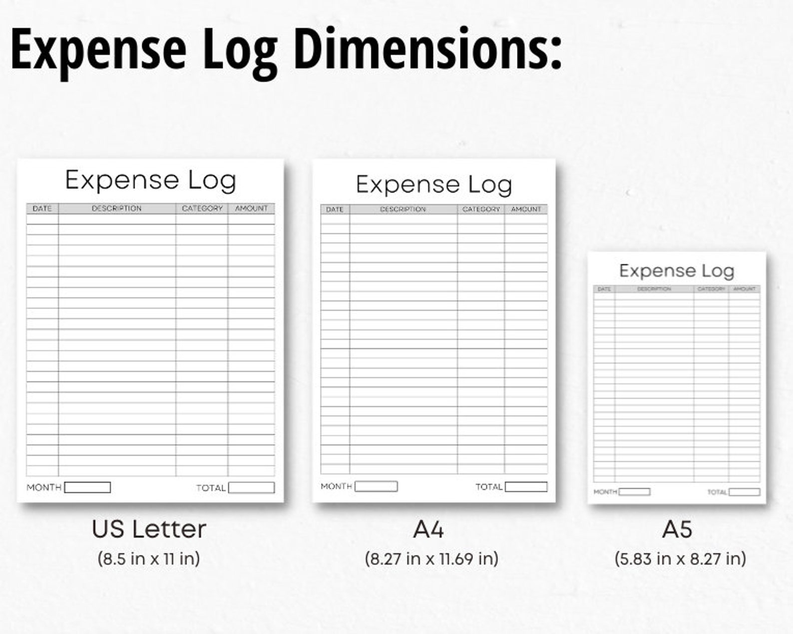 Expense Log Tracker | Spending Log | Cash Trackers | Printable Insert ...