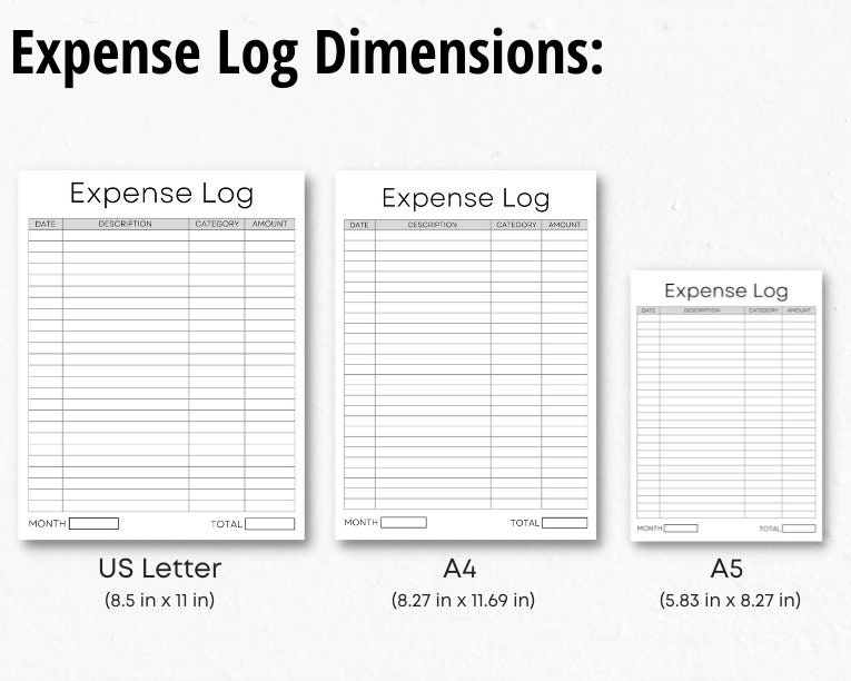 Expense Log Tracker Spending Log Cash Trackers Printable - Etsy