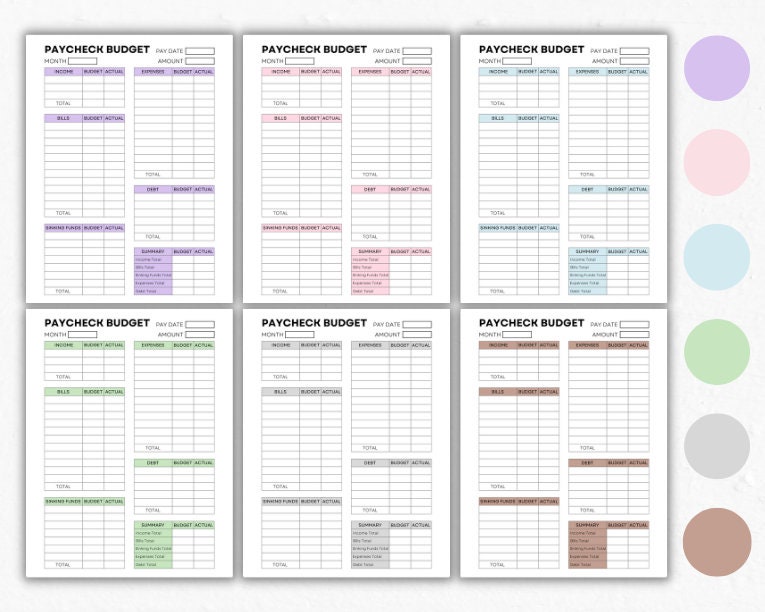 Printable Paycheck Budget Planner, Paycheck Breakdown, Classic Happy ...