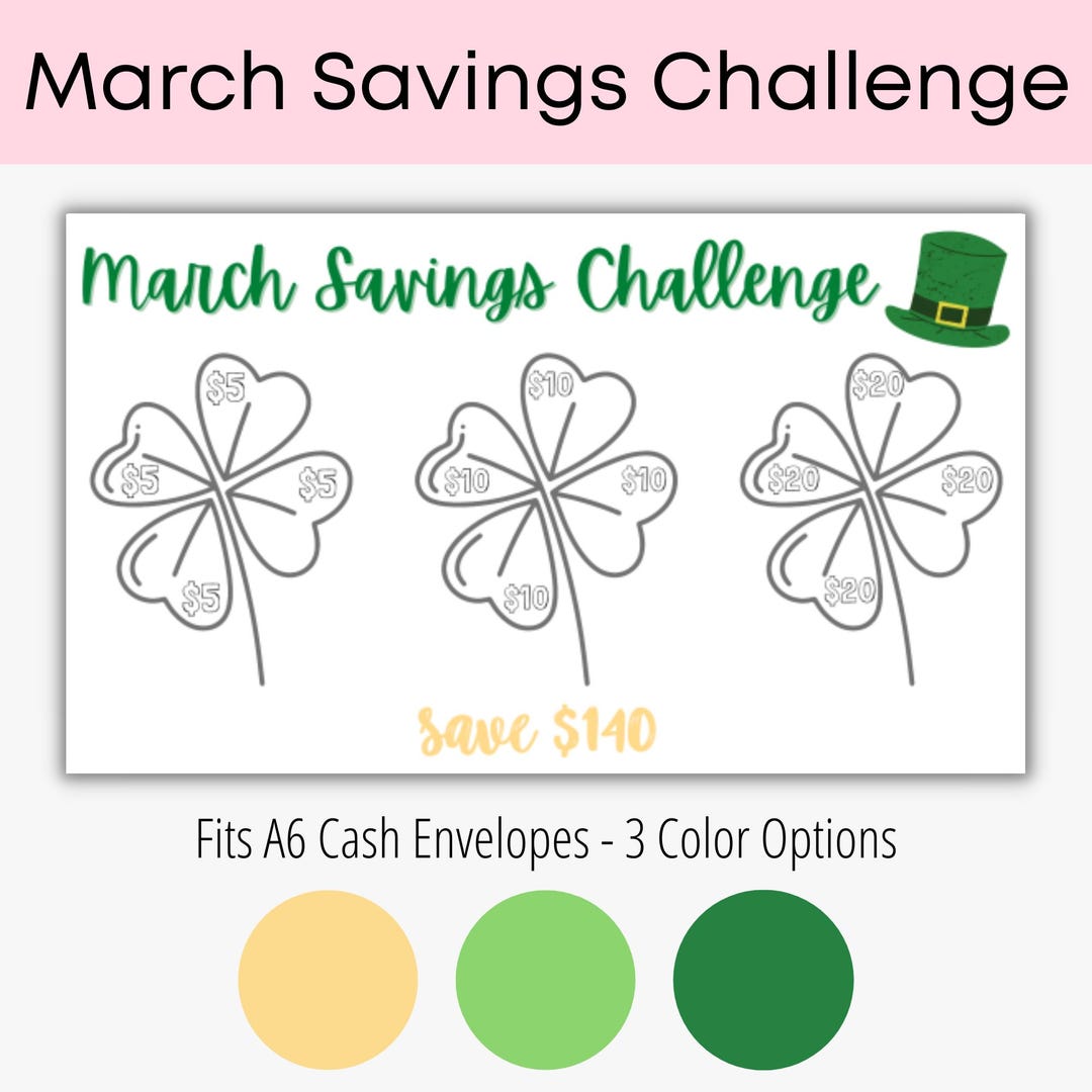 A6 March Savings Challenge Printable | Money Tracker | Budgeting ...