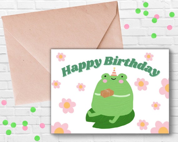 Happy Birthday Card Printable Cute Birthday Card Frog - Etsy