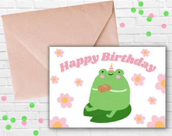 Happy Birthday Card Printable | Cute Birthday Card | Frog Birthday Card ...