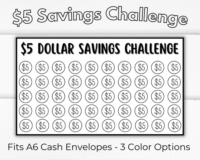 5 Dollar Mini Savings Tracker A6 Savings Cash Envelopes Mini Savings