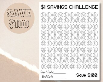 1 Dollar Savings Challenge One Dollar Savings Challenge Easy Savings ...