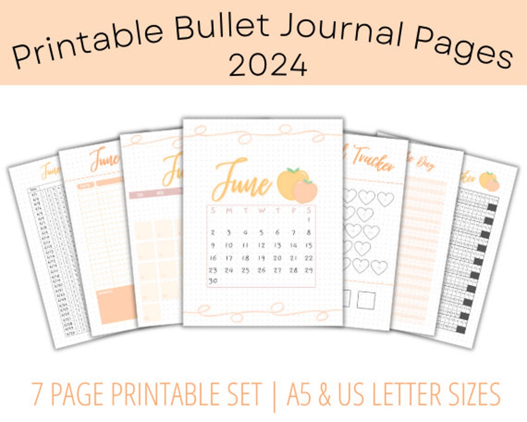 Junio de 2024 Páginas imprimibles de Bullet Journal / Seguimiento de ...