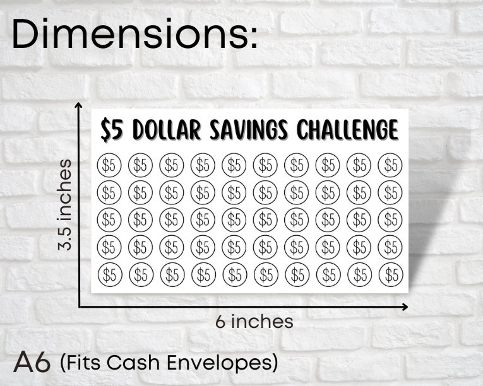 5 Dollar Mini Savings Tracker A6 Savings Cash Envelopes Mini Savings