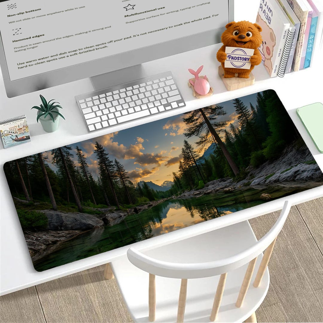 Mountain Sunset Desk Pad: Scenic Forest Mouse Pad - Etsy