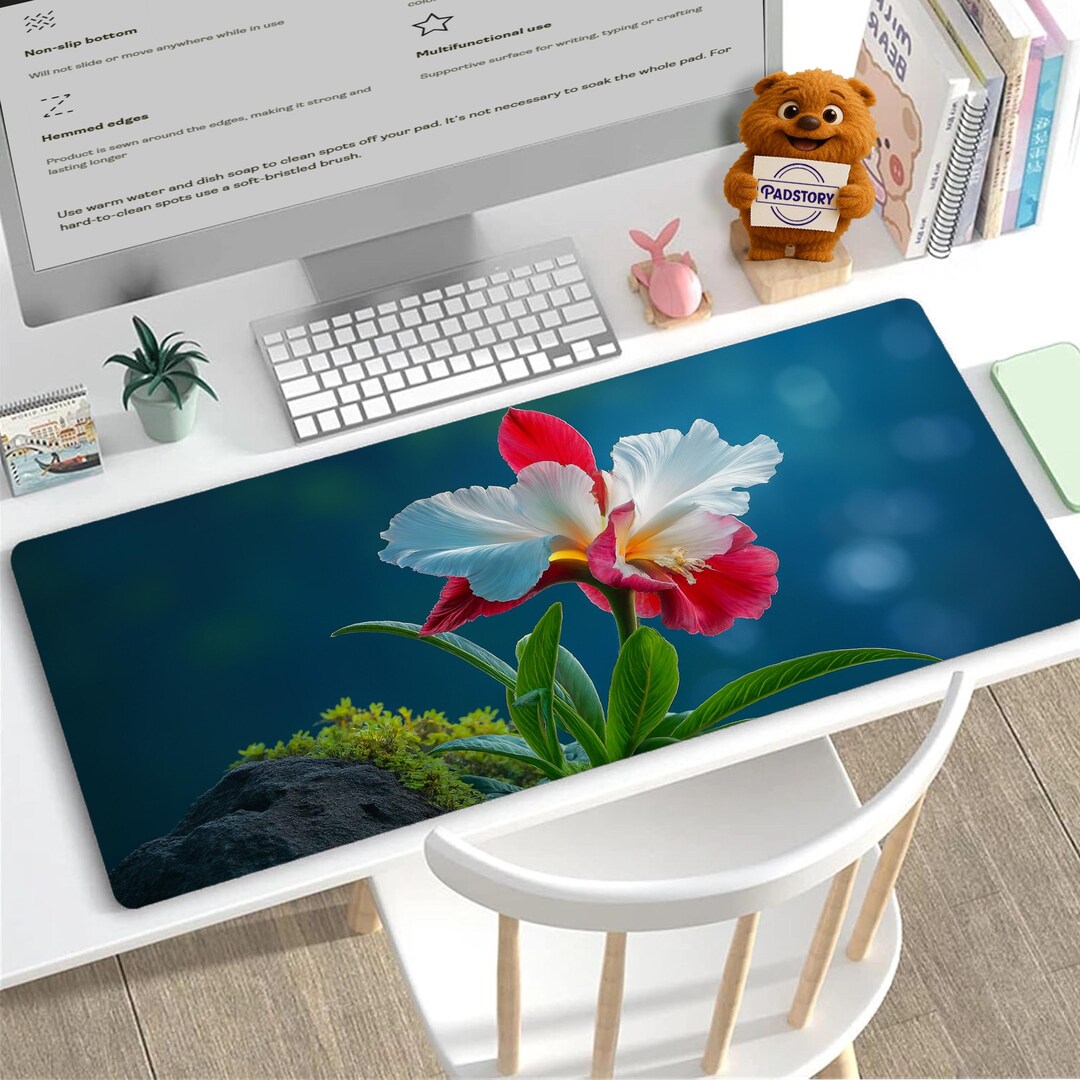 Crimson Bloom Desk Pad, Floral Macro Art, Nature Mouse Mat - Etsy