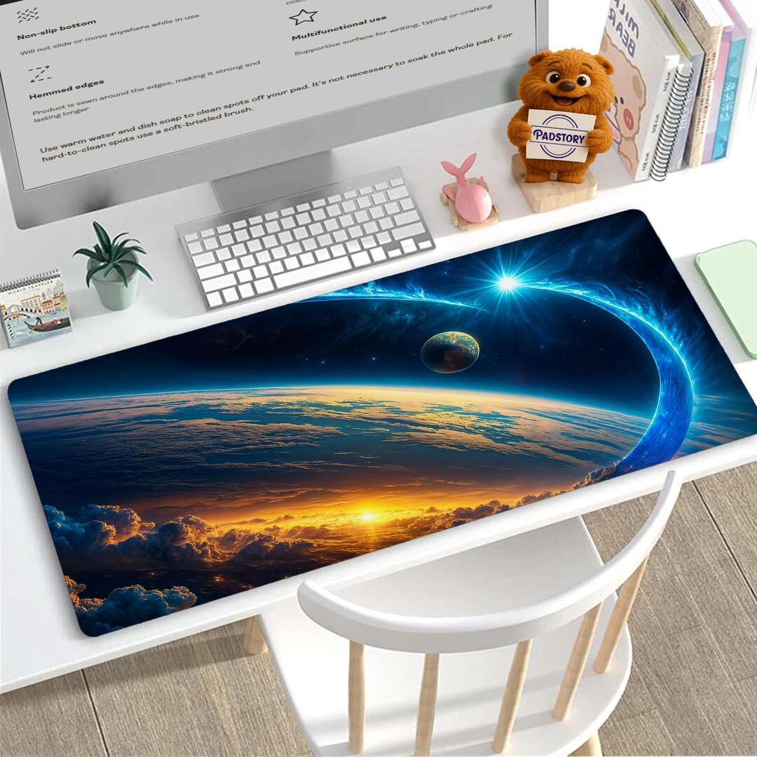Cosmic Horizon Desk Pad, Space Galaxy Mouse Pad, Sci Fi Universe Gaming ...