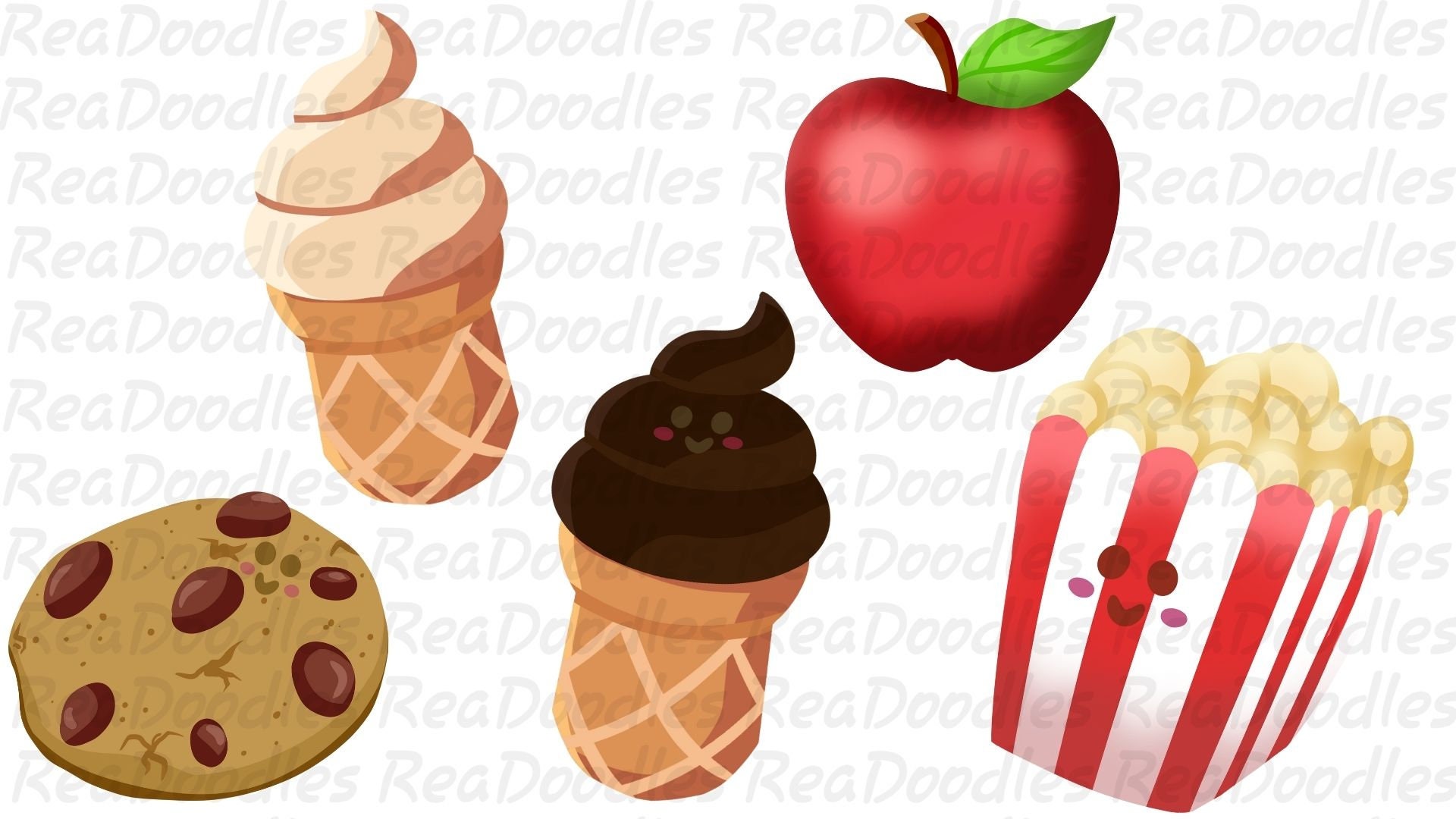 Emoji Food Clipart PNG 15 Foods, 4 Different Face Expressions, Cute ...