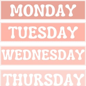 Monday Through Friday Days of the Week Printable - Etsy