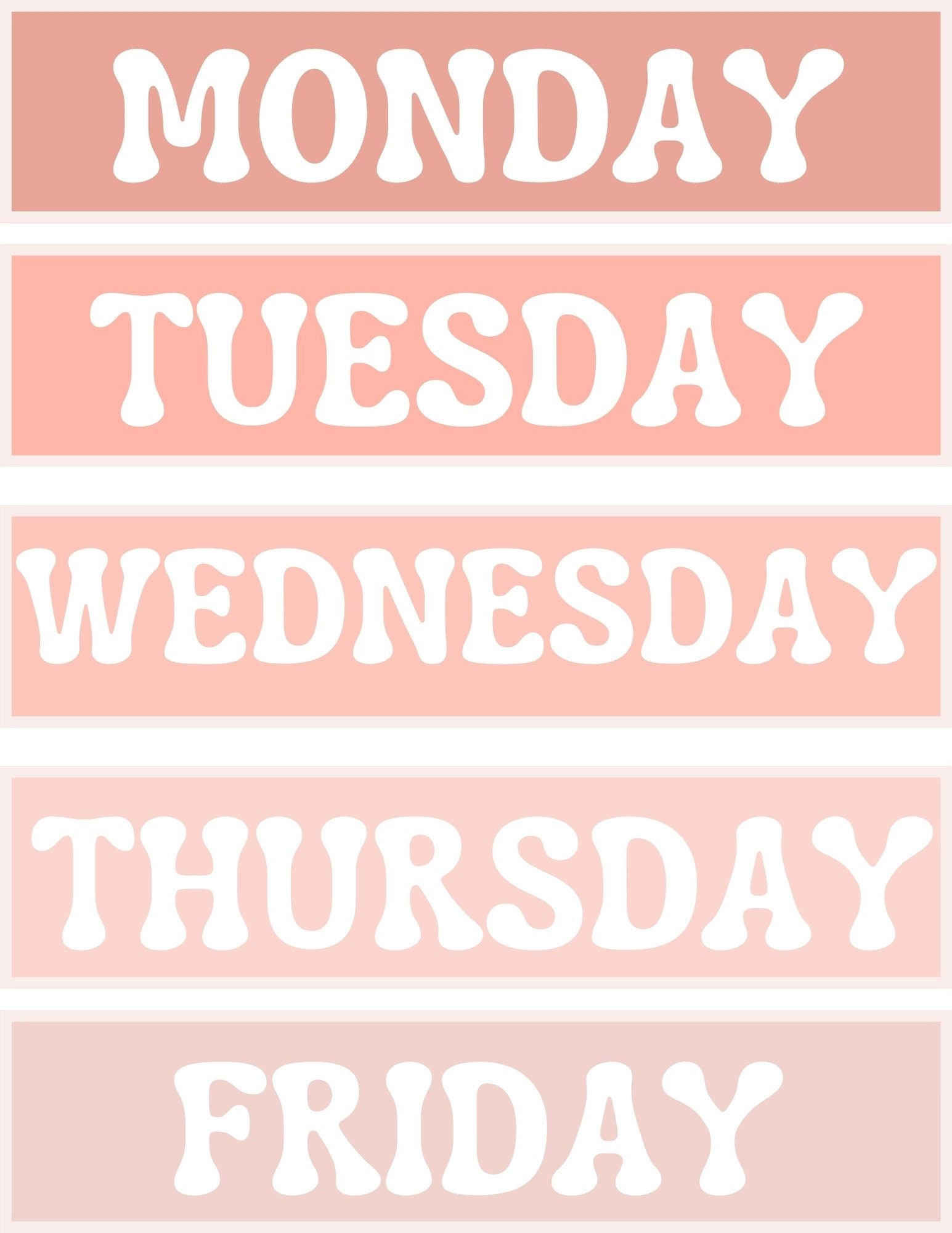 Monday Through Friday Days of the Week Printable - Etsy