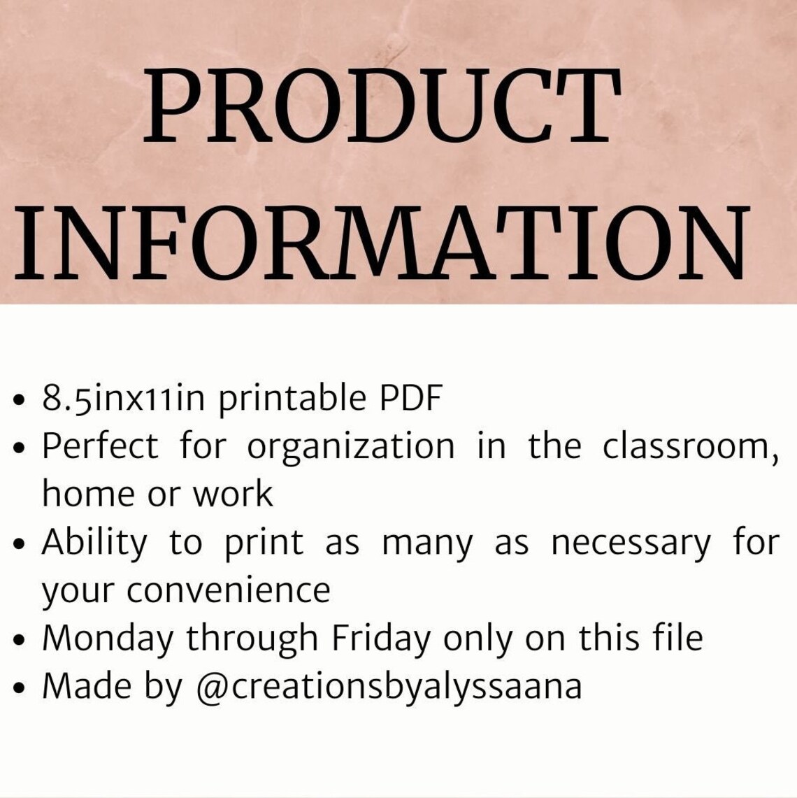 Monday Through Friday Days of the Week Printable - Etsy