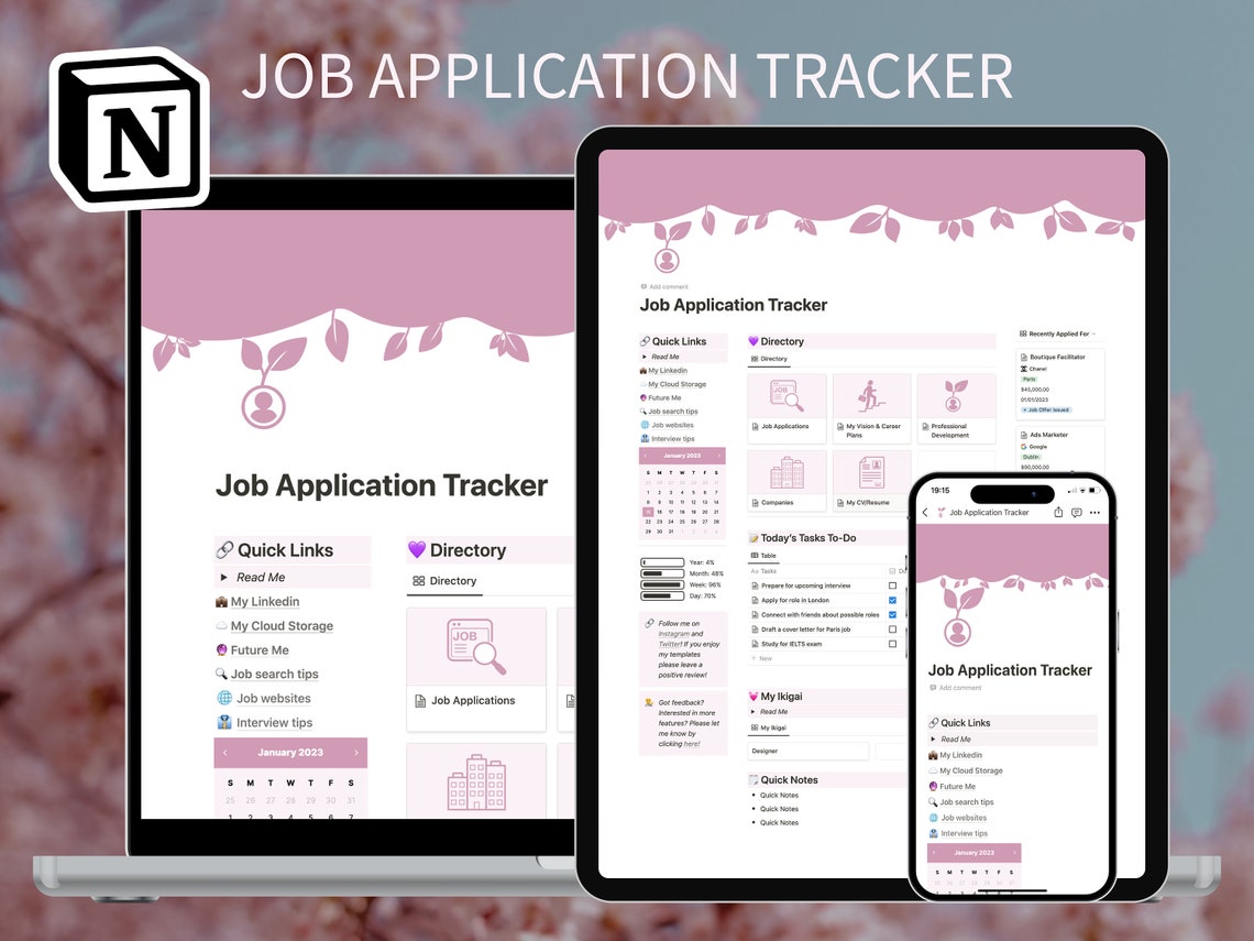 Notion Job Tracker Template, Notion Job Search, Job Application ...