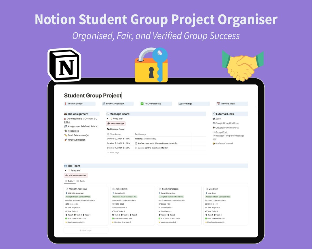Notion Student Group Project Organiser, Template, Notion University ...