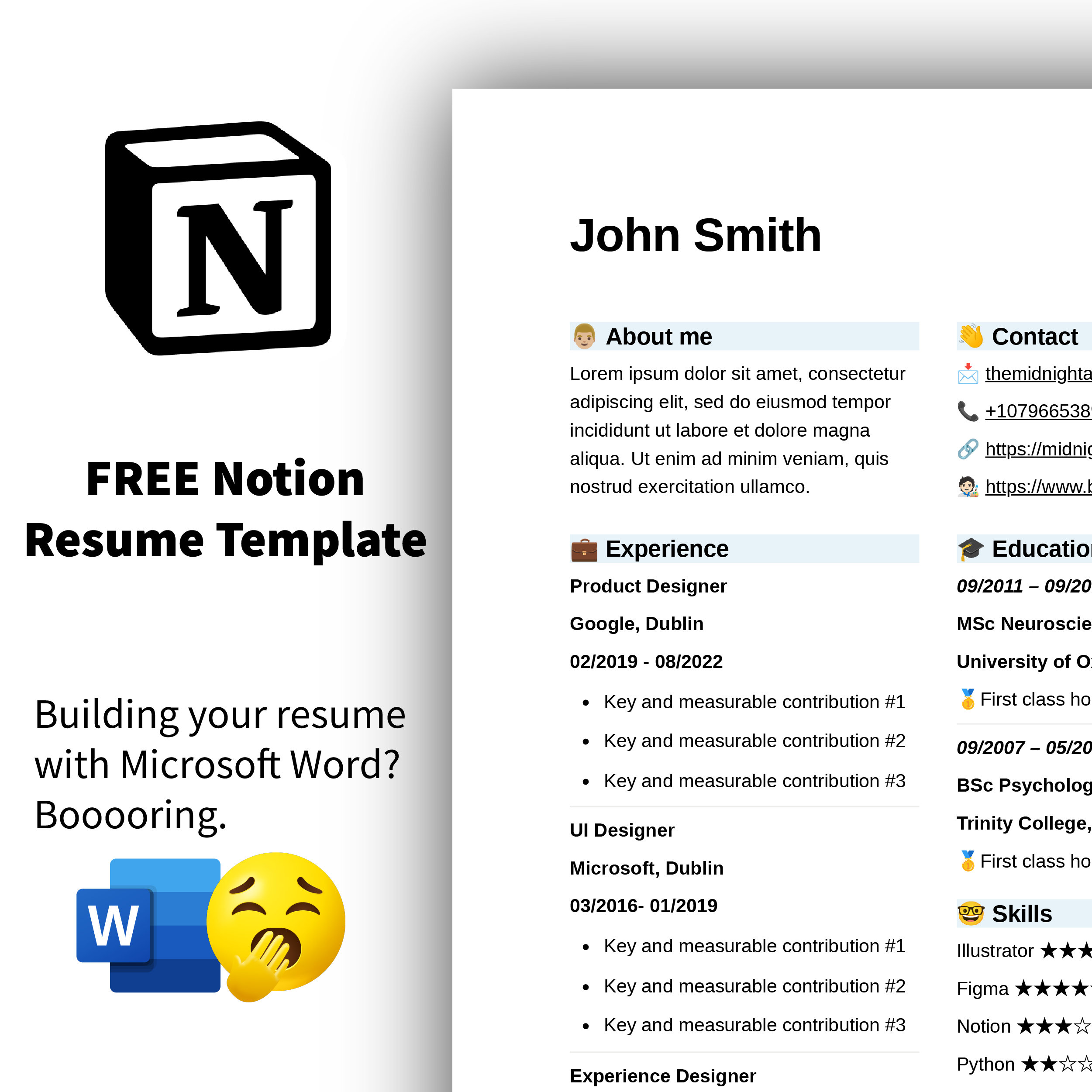 Notion Resume CV Template | Simple | Minimal | Job | Work | Life ...
