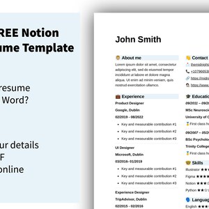 Notion Resume Template: Simple, Minimal CV Design - Etsy