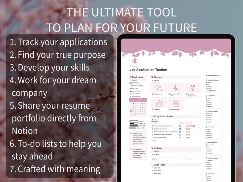 Notion Job Tracker Template, Notion Job Search, Job Application ...