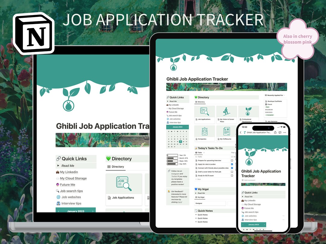Notion Job Tracker Template, Notion Job Search, Notion Life Planner ...