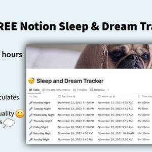 Notion Sleep and Dream Tracker Template | Notion Template | Dreams ...