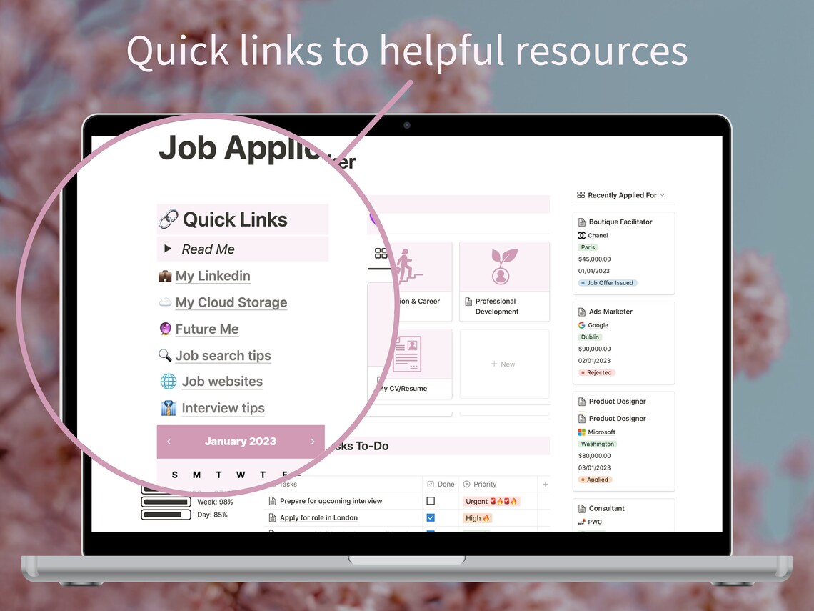 Notion Job Tracker Template, Notion Job Search, Job Application ...
