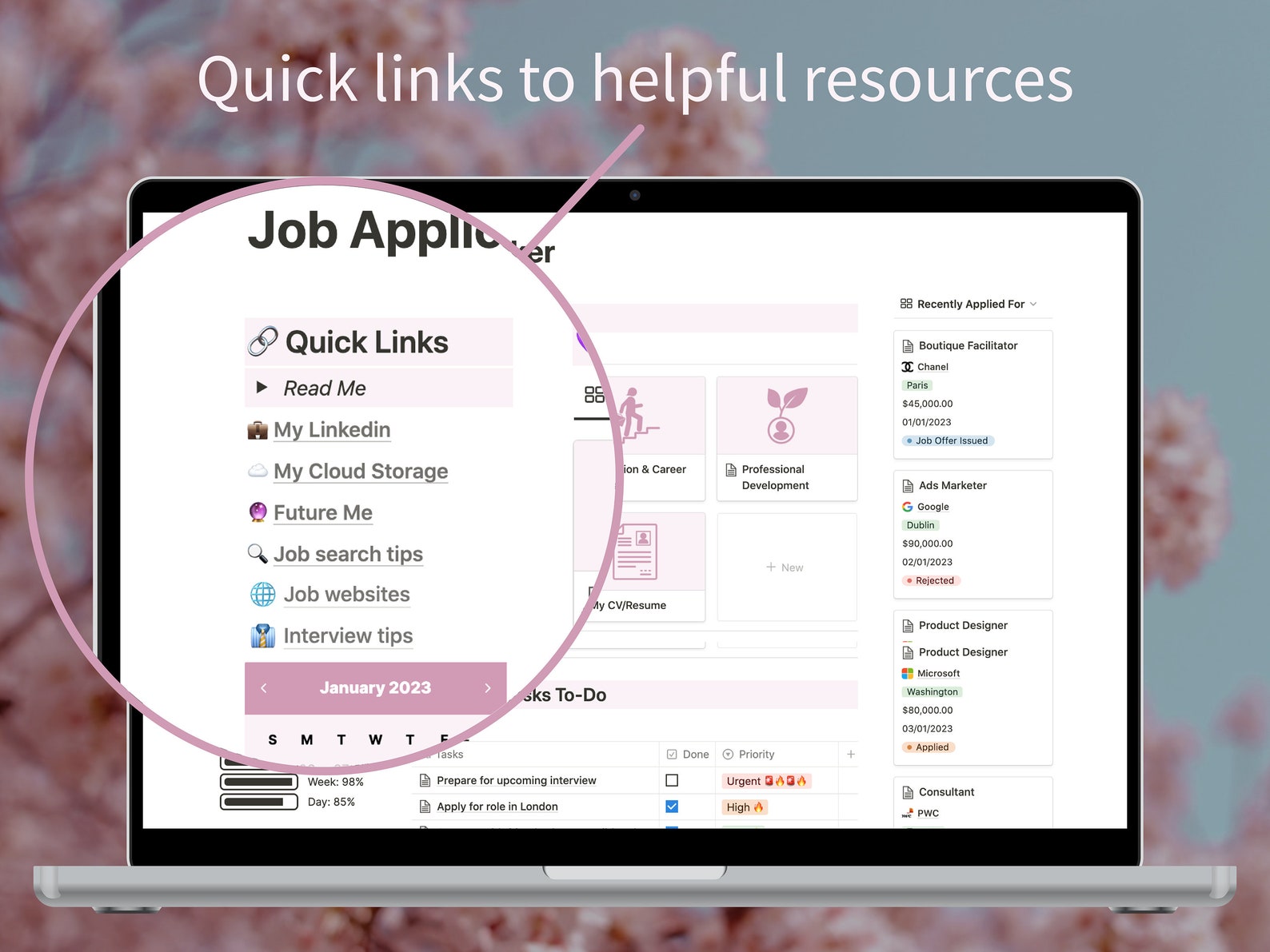 Notion Job Tracker Template, Notion Job Search, Job Application ...