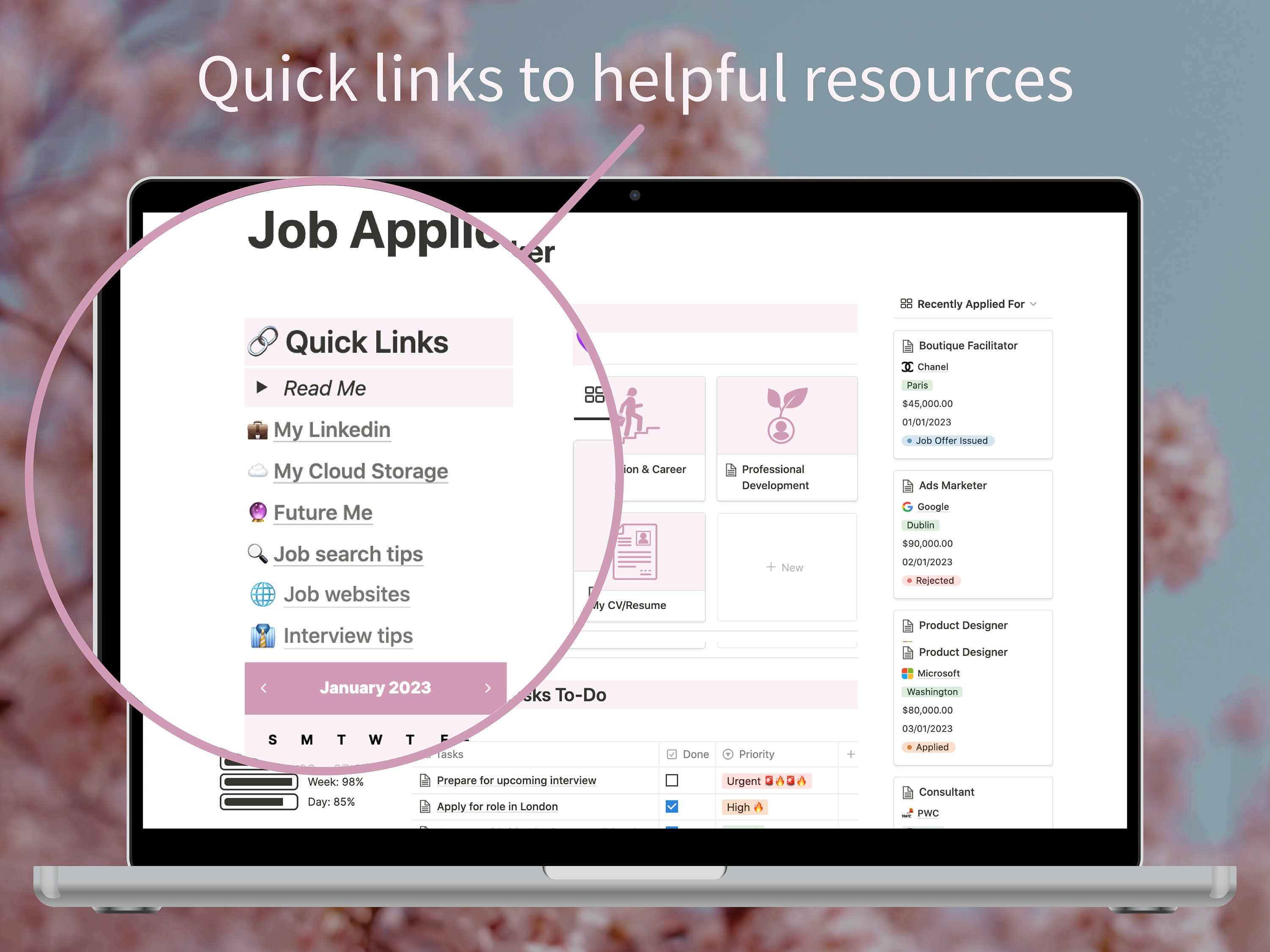Notion Job Tracker Template, Notion Job Search, Job Application ...