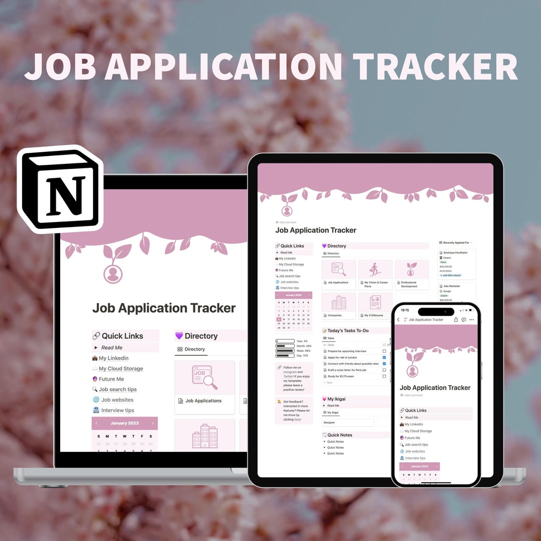 Notion Job Tracker Template, Notion Job Search, Job Application ...