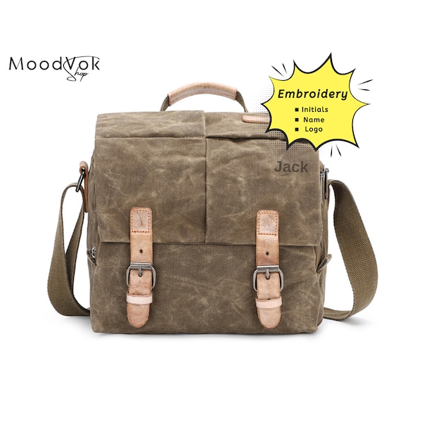 Leather Camera Bag Waxed Canvas - Etsy