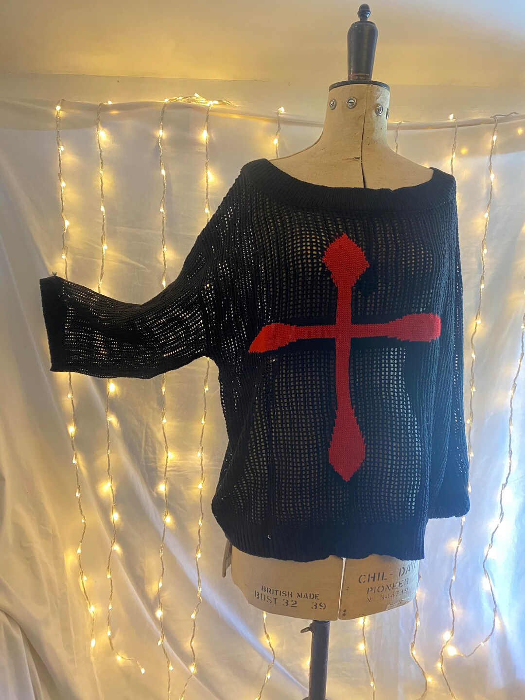 Thors Cross Gothic Vegan Black Punk Rock Rebel Rocker Fantasy Knit ...