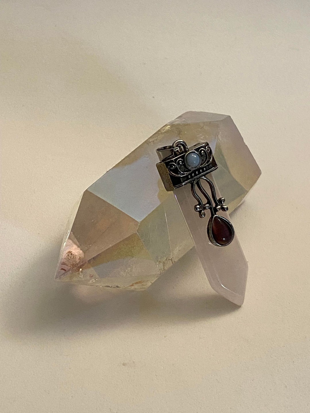 Romantic Pink Rose Quartz Crystal Pendulum Amulet Pendant for Heart ...