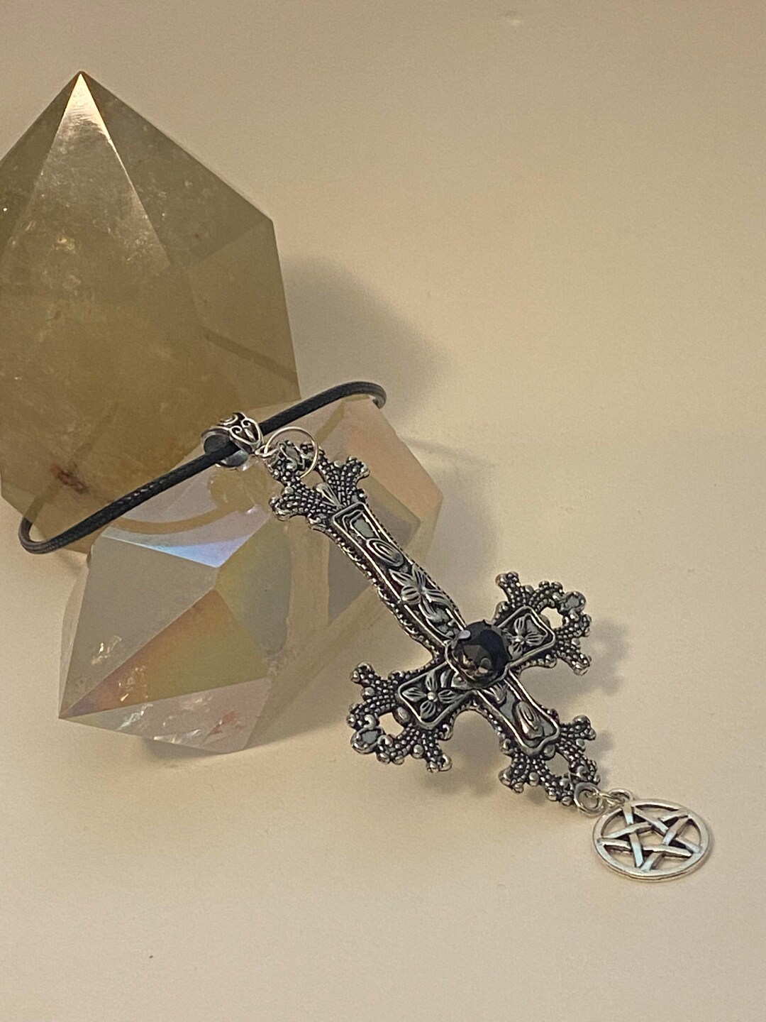 Goth Punk Black Metal Satan Occult Inverted Crucifix Pendant Choker ...