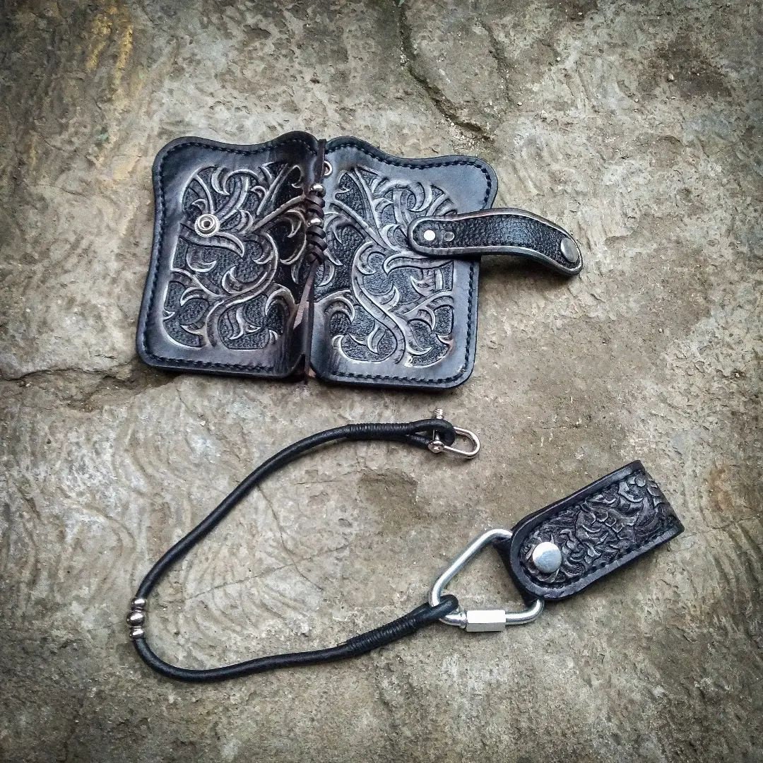 Tooled Wallet, Western Wallet, Biker Wallet, Handmade Wallet, Floral ...